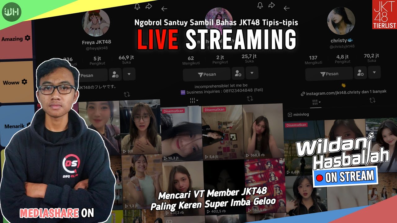 LIVE MEDIASHARE ON | Ngobrol Santuy Sambil Merating VT Member JKT48 ...