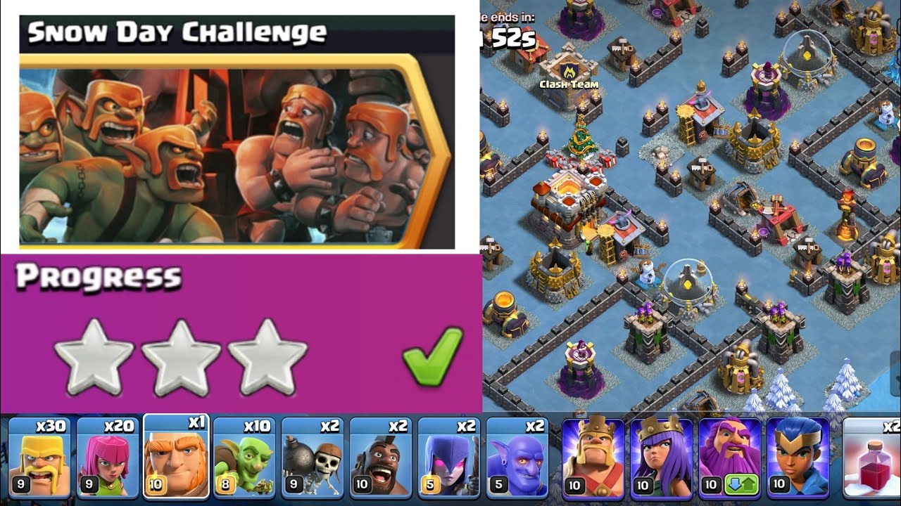 Easily 3 Star The Snow Day Challenge ( Clash of Clans ) - YouTube