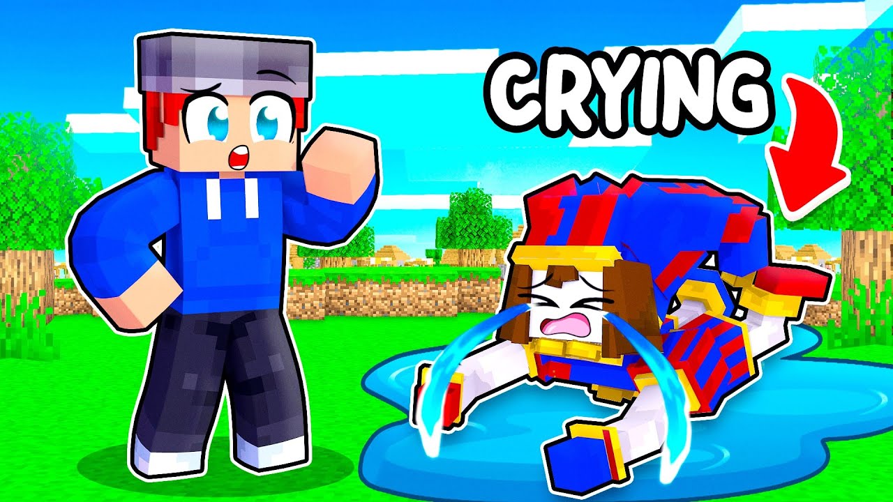 Pomni is CRYING in Minecraft! (The Amazing Digital Circus) - YouTube