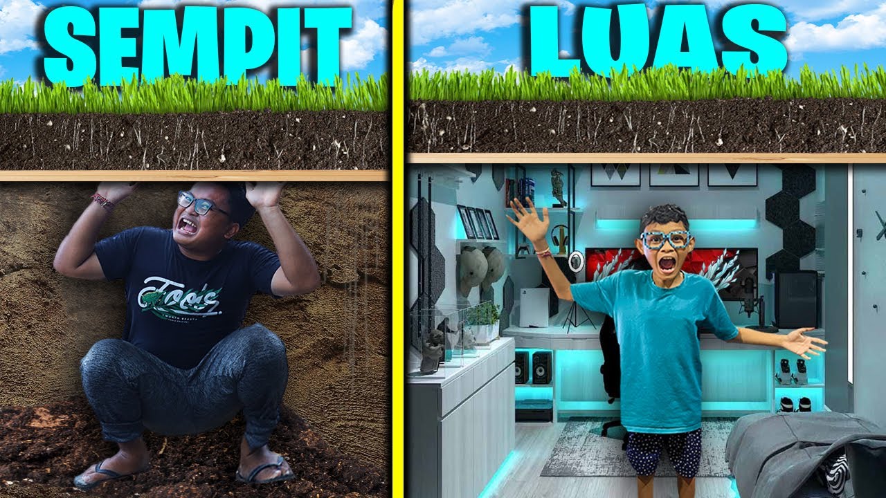 PERTAMAKALI BOCIL BERTAHAN HIDUP DI RUMAH BAWAH TANAH LUAS VS SEMPIT ...