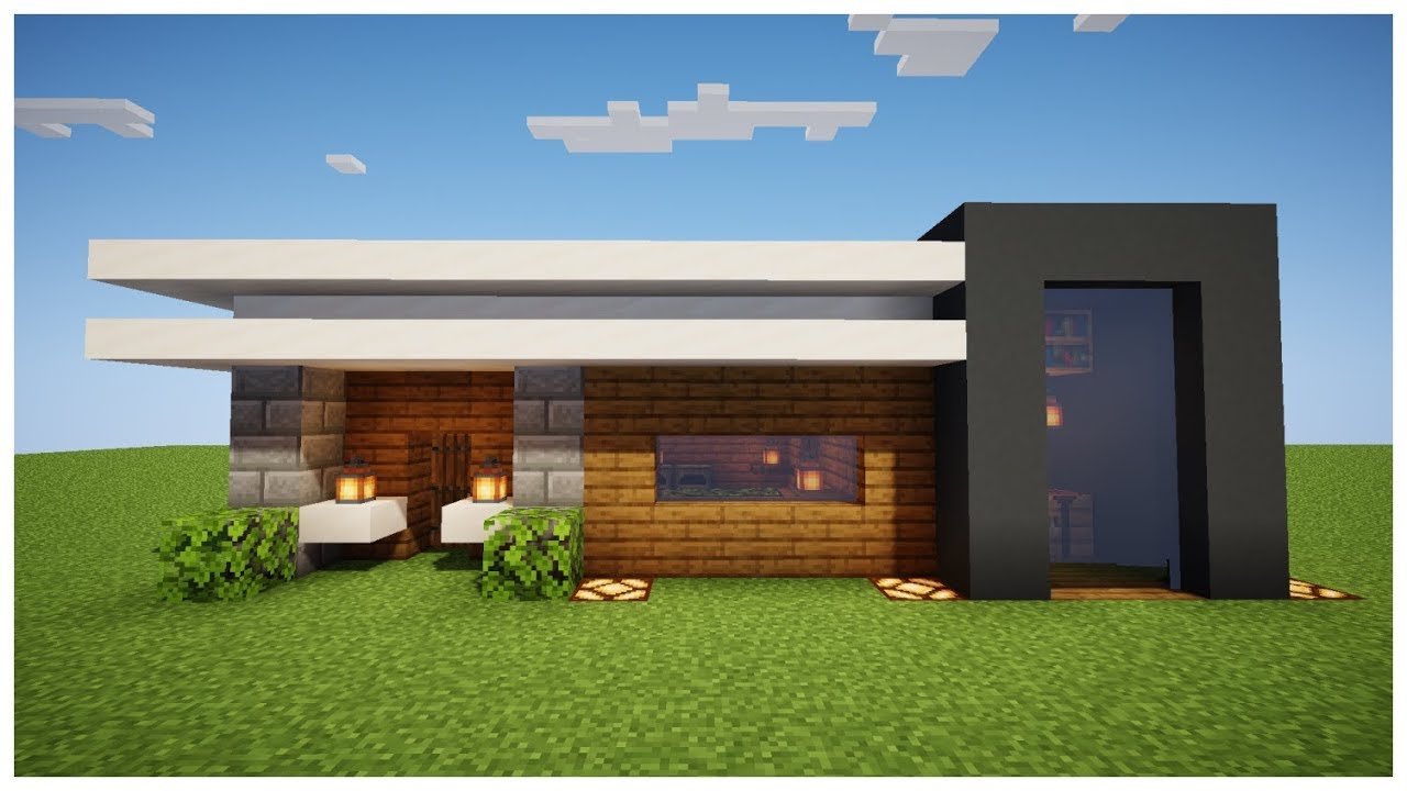 Minecraft: MODERN STARTER HOUSE Tutorial | How to Build a Small modern ...