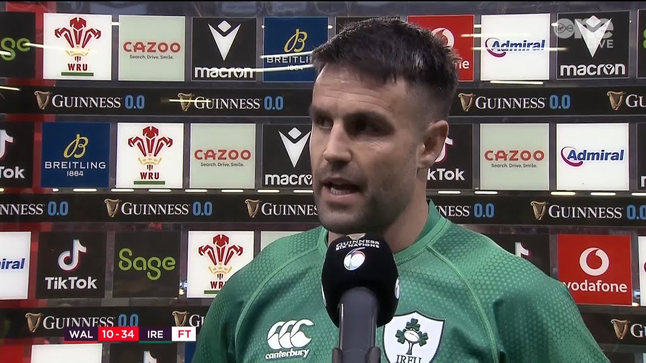 Conor Murray a happy man after Ireland's win in Cardiff - YouTube