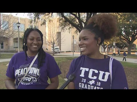 TCU fans showing excitement hours before kickoff of national ...