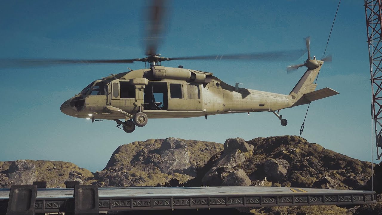 Cinematic UH60A Helicopter Landing animation|UE5|Unreal Engine ...