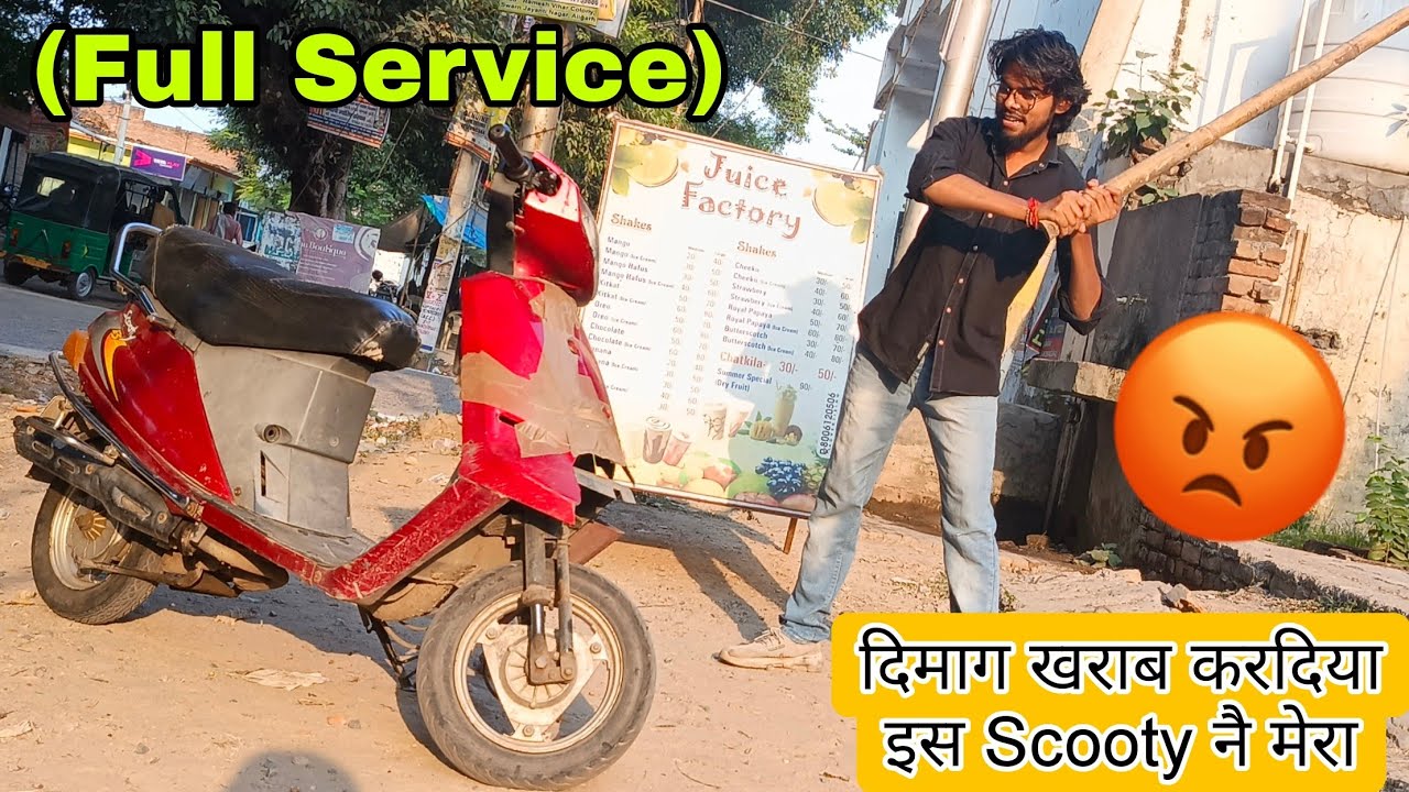 Tvs scooty es full service at home - YouTube