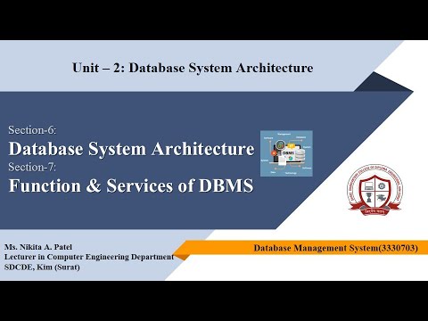 Database System Architecture and Function & Services of DBMS | Unit-2 | Lecture-5 - YouTube