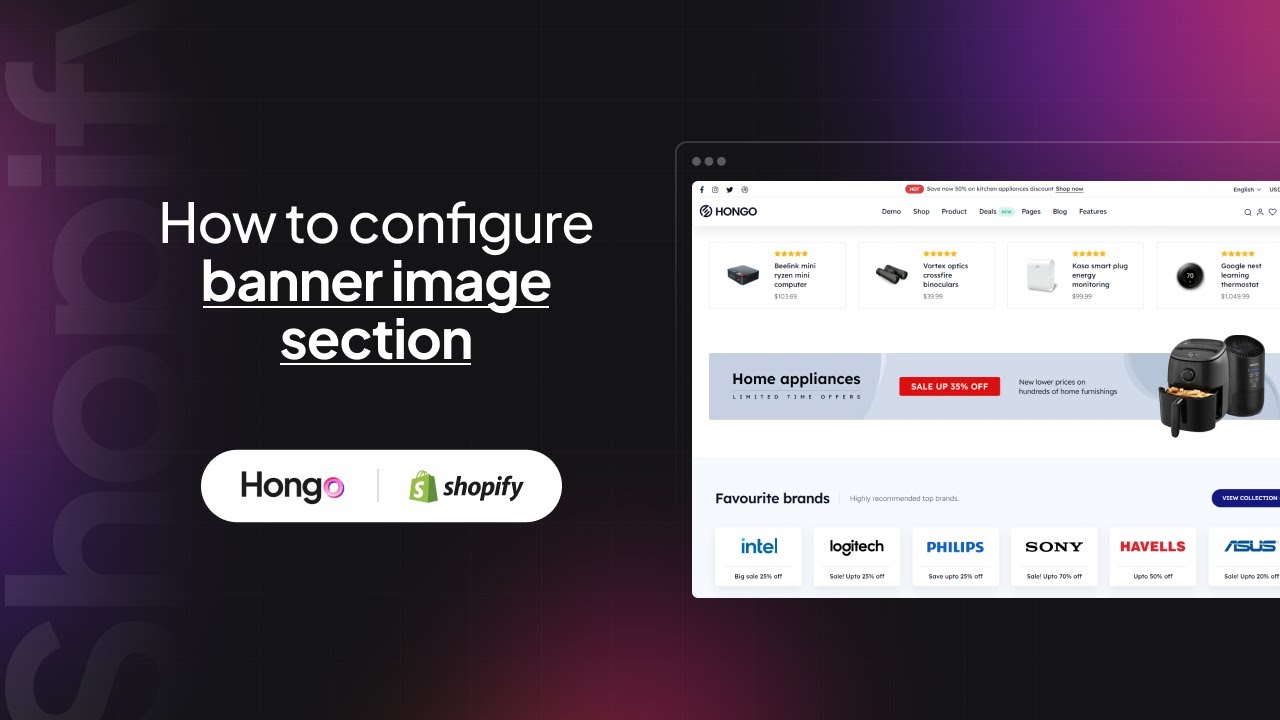 Hongo Shopify Theme - How to configure banner image section? - YouTube