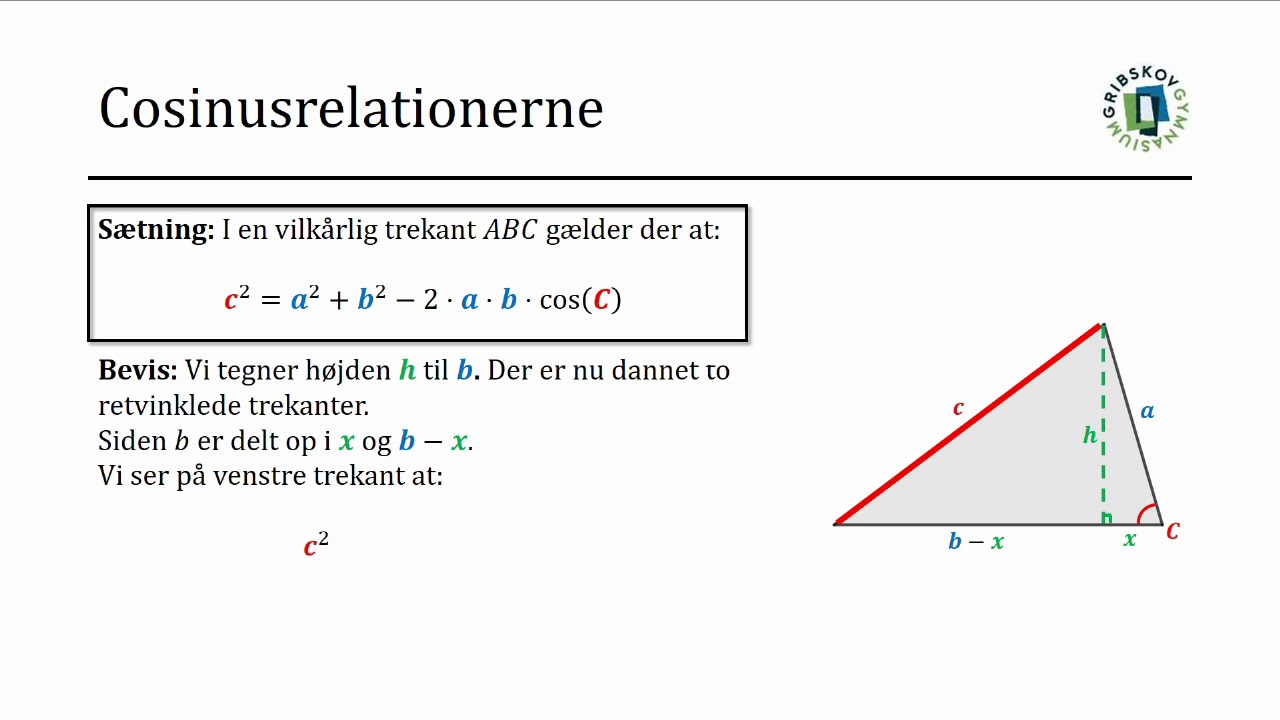 GEOMETRI - Cosinusrelationerne - YouTube