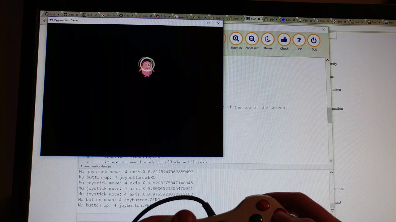 Mu and Pygame Zero demo (with gamepad) - YouTube