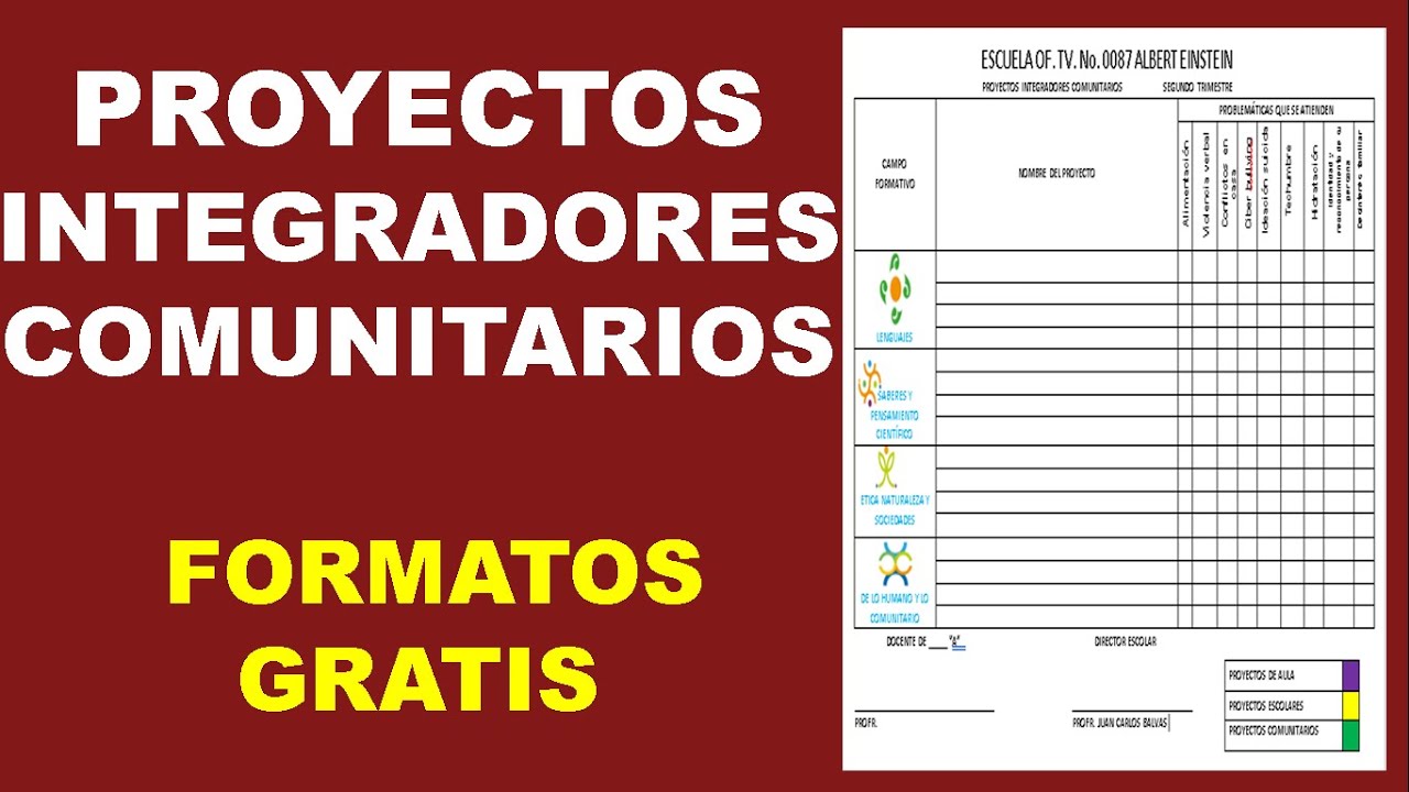 PROYECTOS INTEGRADORES COMUNITARIOS, FORMATOS GRATIS. - YouTube