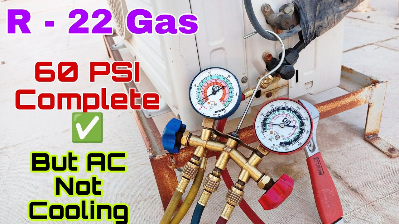 Split Ac R 22 , 60 PSI Gas Charging Complete But AC Not Cooling - YouTube