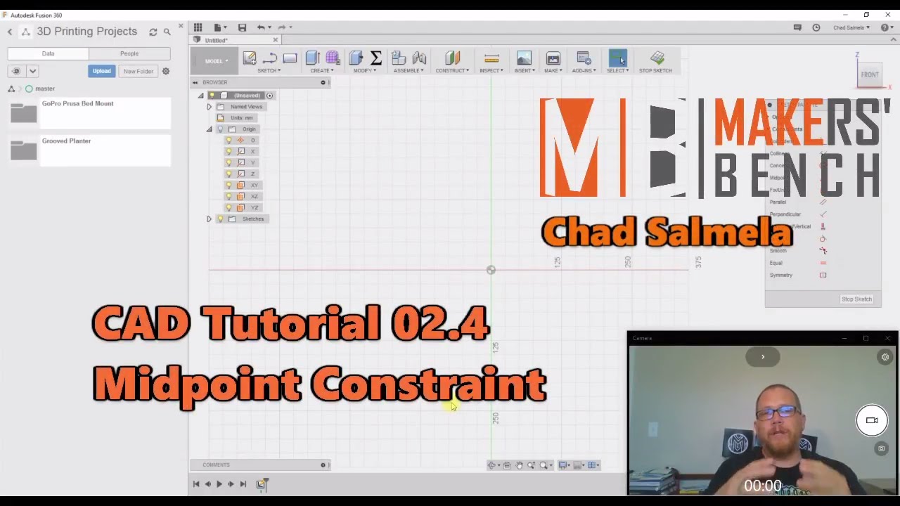 CAD Tutorial 02.4 Midpoint Constraint - YouTube