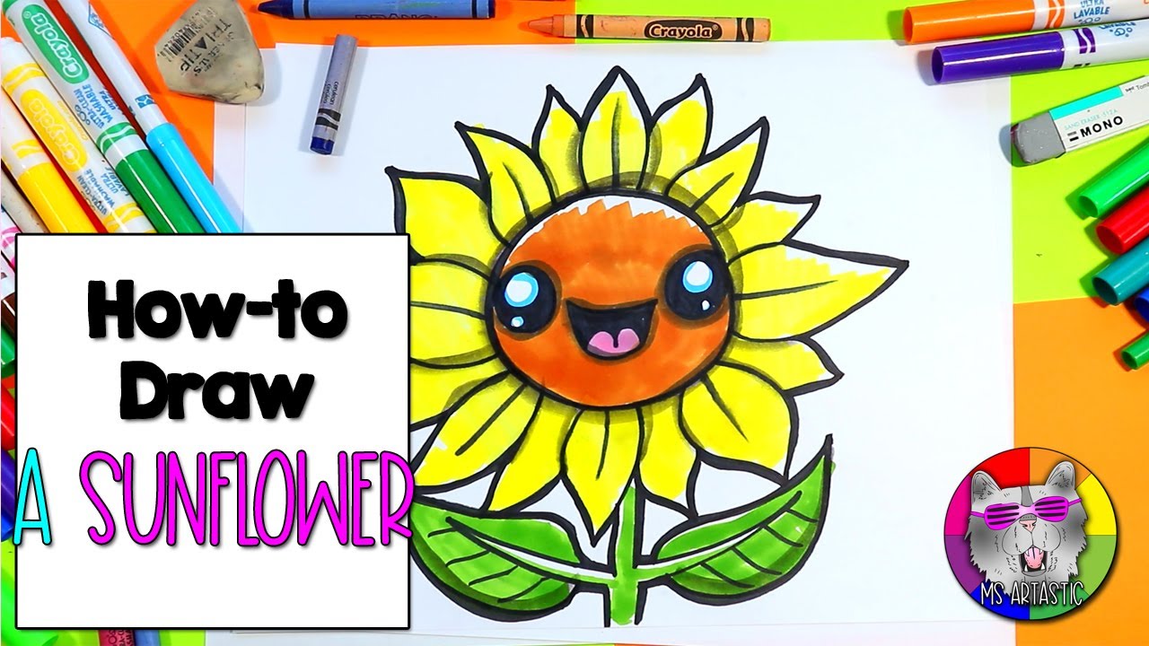 How to Draw a Sunflower Step-by-Step for KIDS!! - YouTube