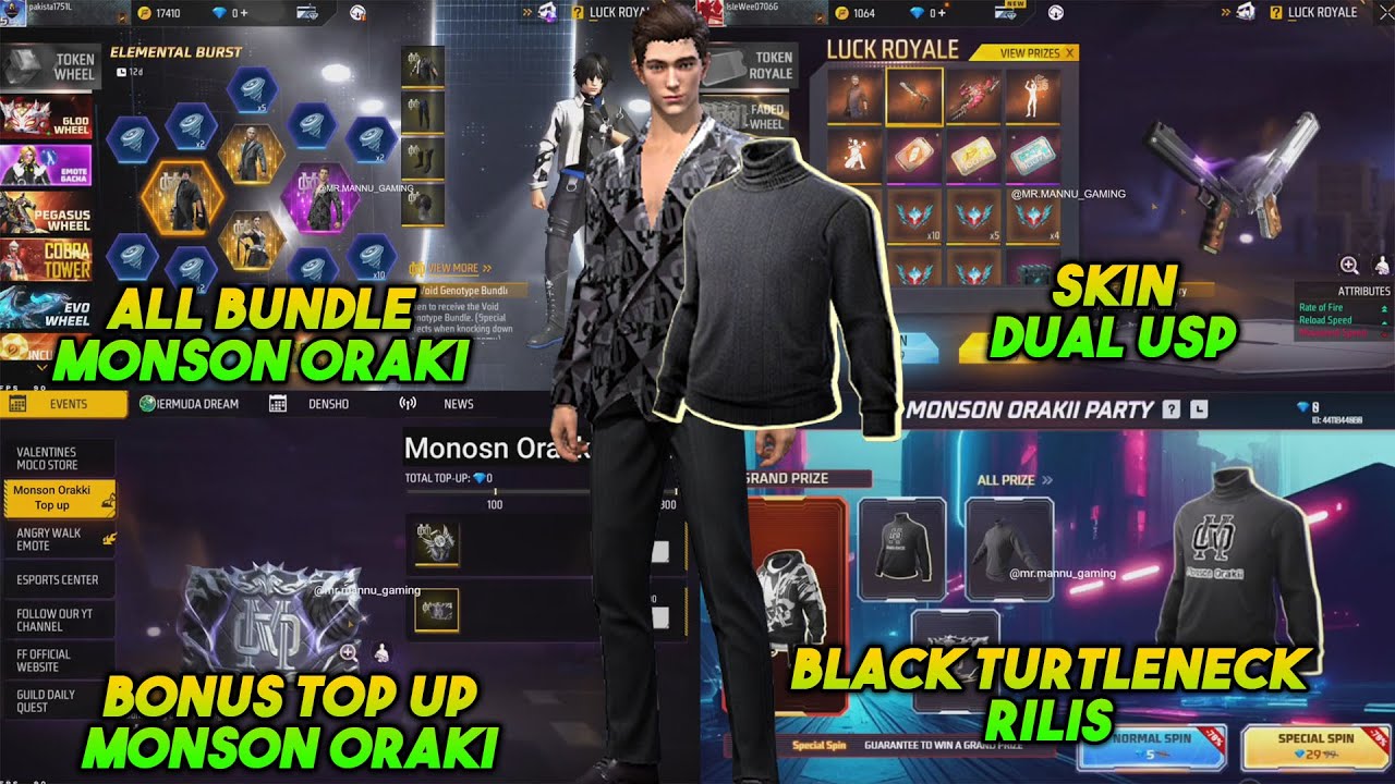 BOCORAN BUNDLE MONSON ORAKI, BLACK TURTLENECK, SKIN DUAL USP, BONUS TOP ...