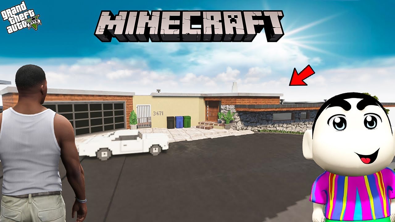 GTA 5 : Franklin & Shinchan Build A Franklin House in Minecraft ...