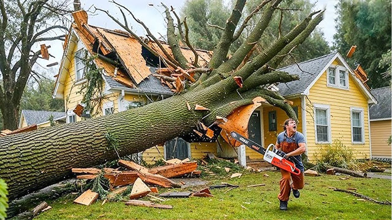 "Extreme Tree Cutting Fails 2025 – Idiots Drop Trees on Cars, Roofs ...