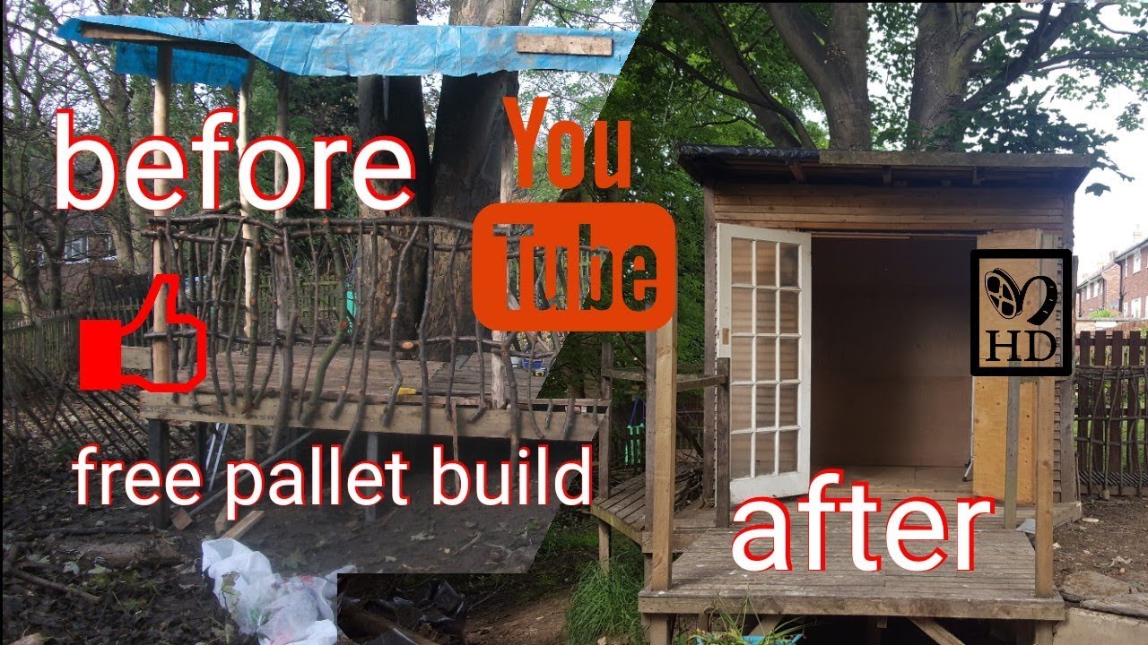 must see amazing pallet hut made for free - YouTube
