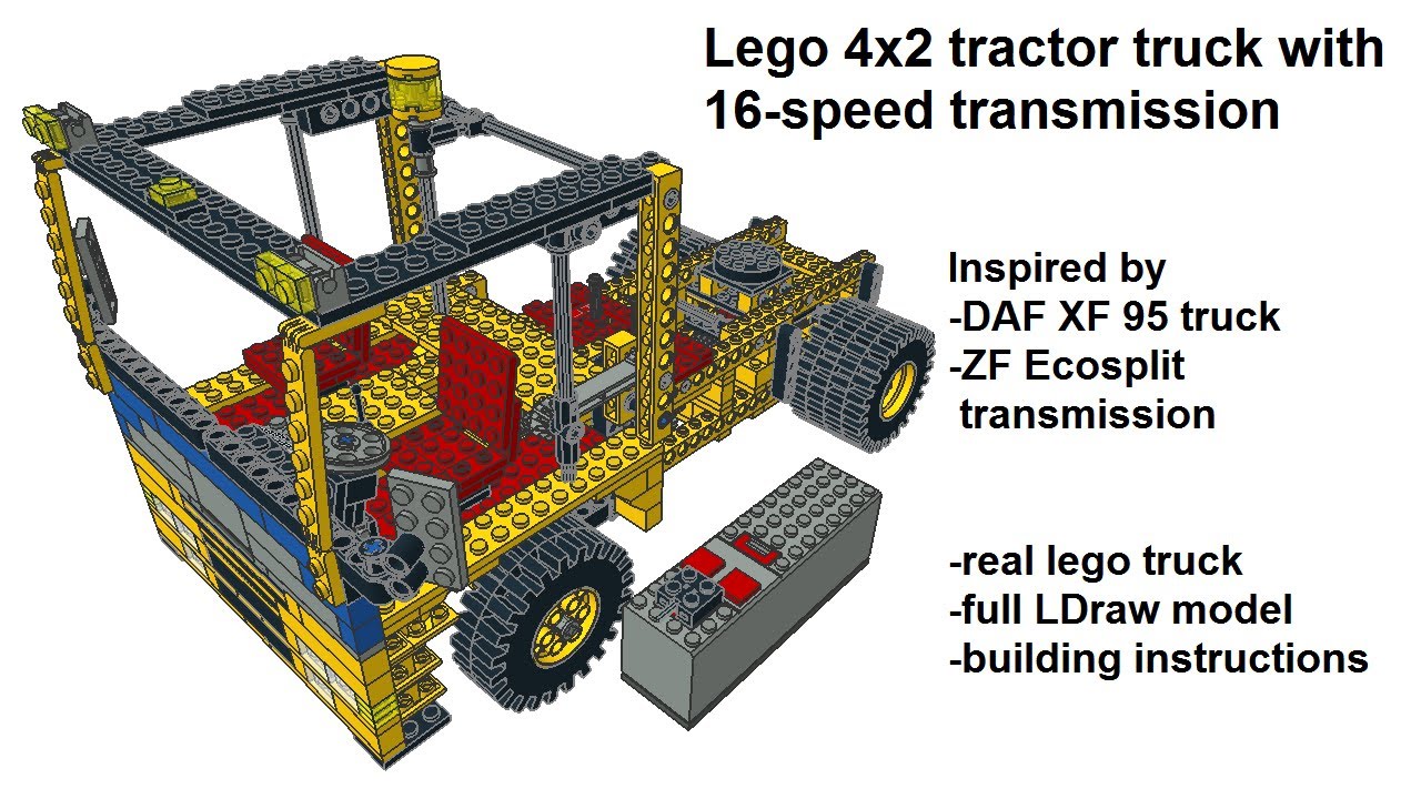 Lego 4x2 truck with 16-speed transmission - YouTube
