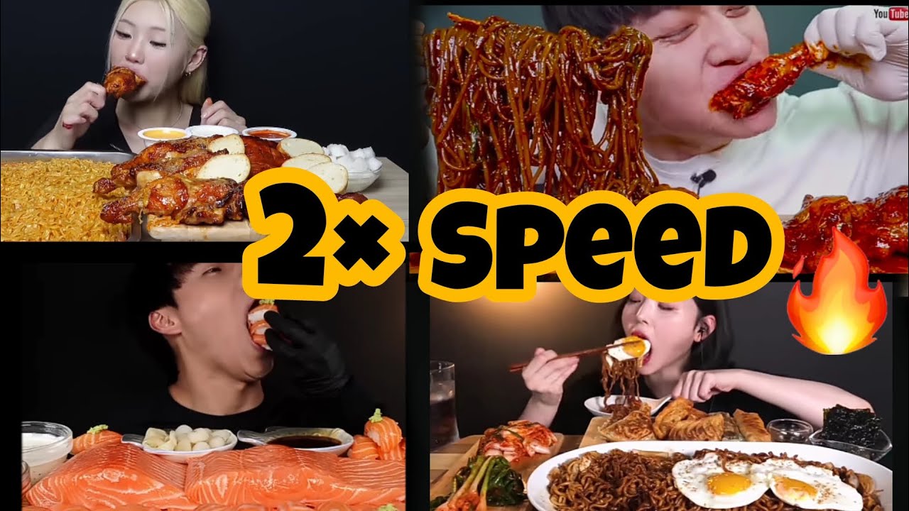 ×2 Speed 🔥 Five Mukbangs in just Three minutes!!! 🇰🇷🇰🇷 | Foods around ...