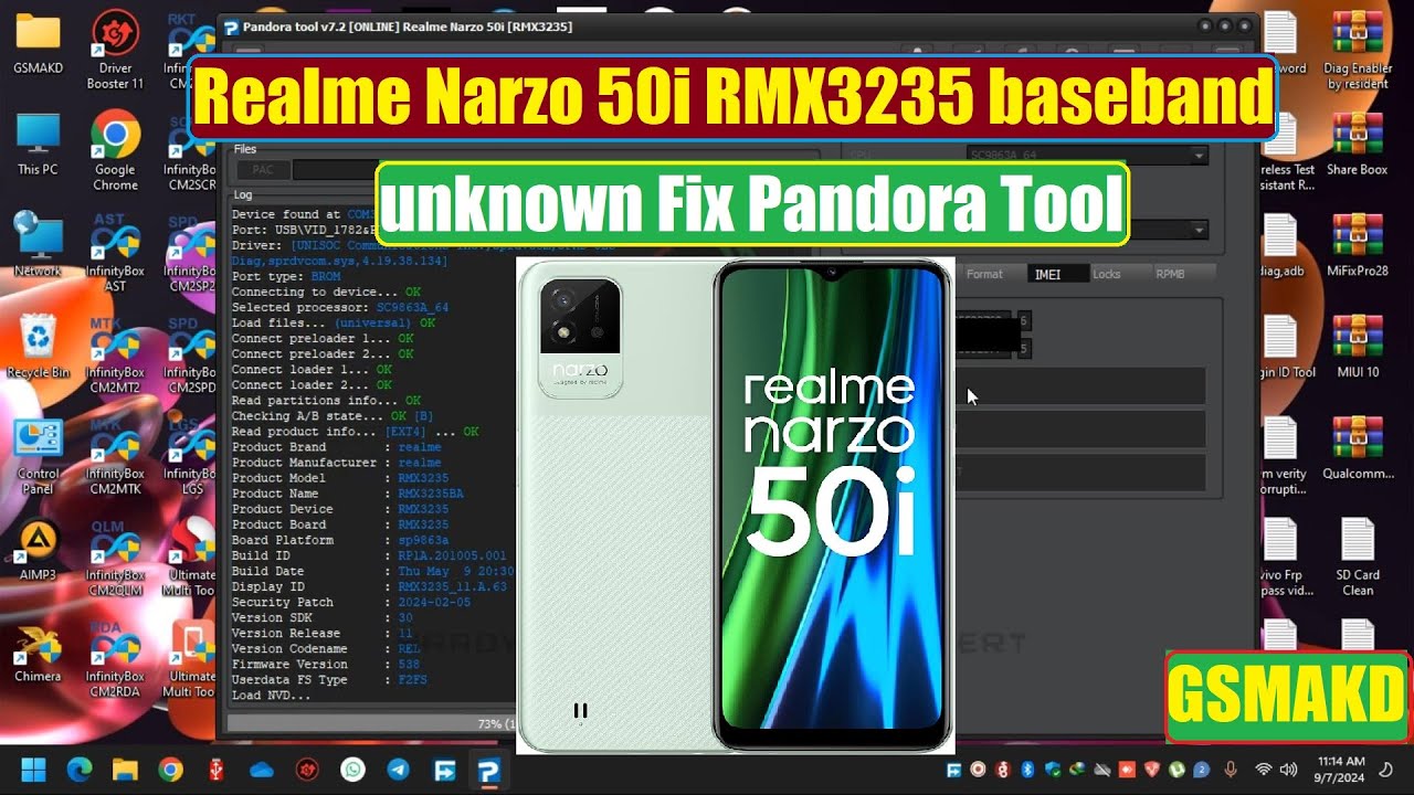 Realme Narzo 50i RMX3235 baseband unknown Fix Pandora Tool #repair # ...