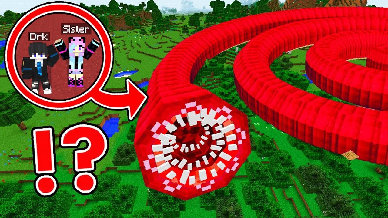 We Got Inside This Longest Scary Blood Worm in Minecraft - YouTube