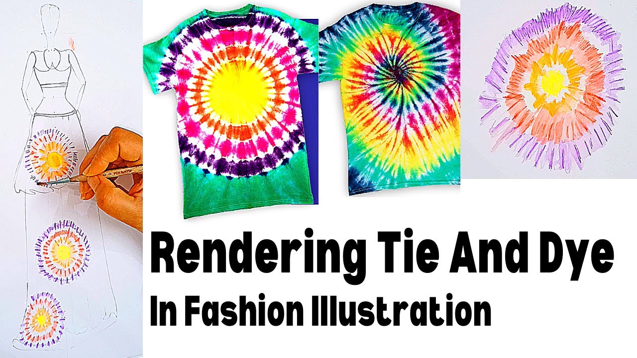 How To Render Tie And Dye In Fashion Illustration - YouTube