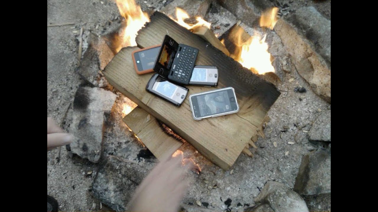 iphone 5 on fire burning with other phones and ipods - YouTube