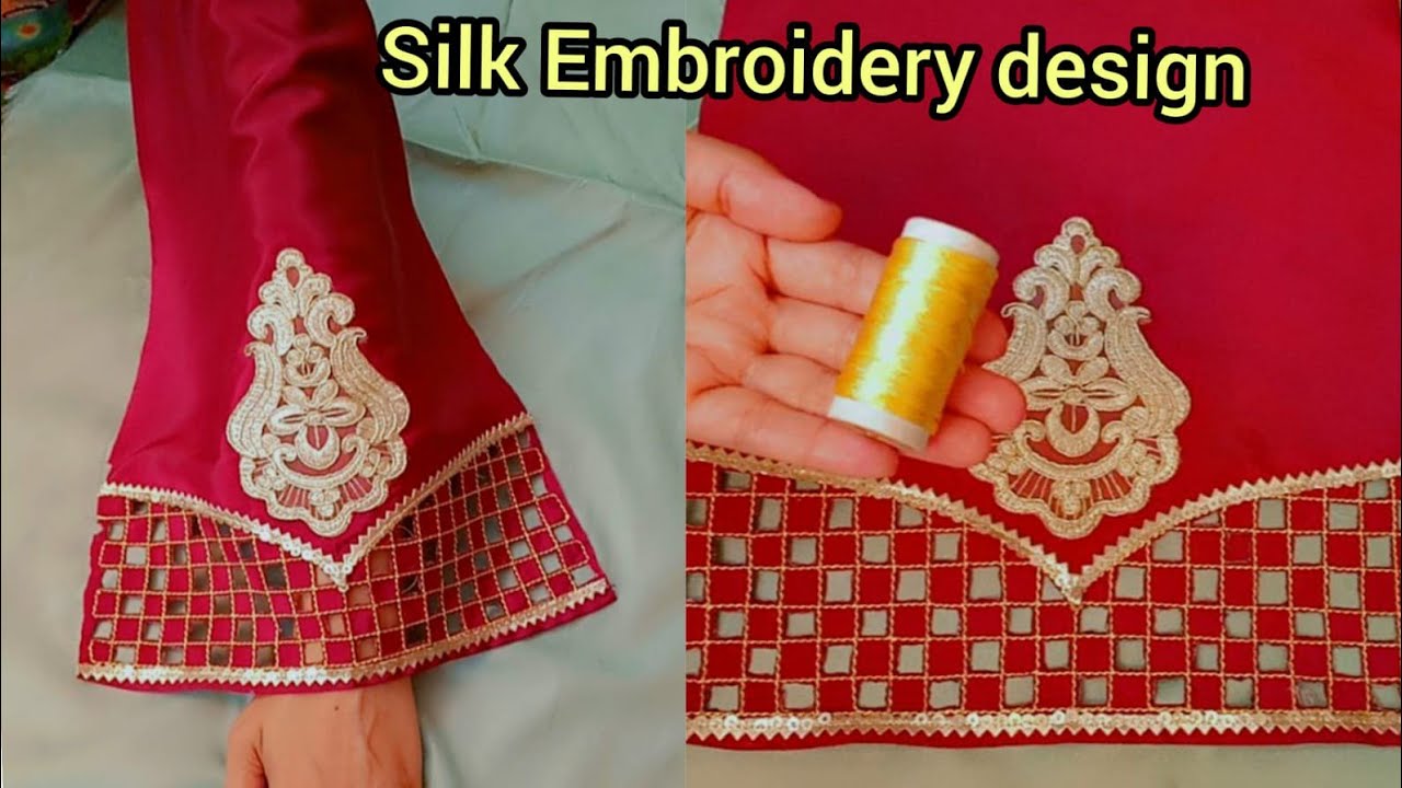 Sleeves/Dupta/and Daman Fancy Embroidery Design with Sewing Machine ...