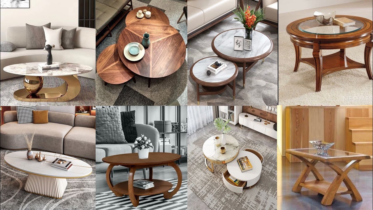 Wooden Round Coffee Table Design 2023| Living Room Tea Table| Walnut ...