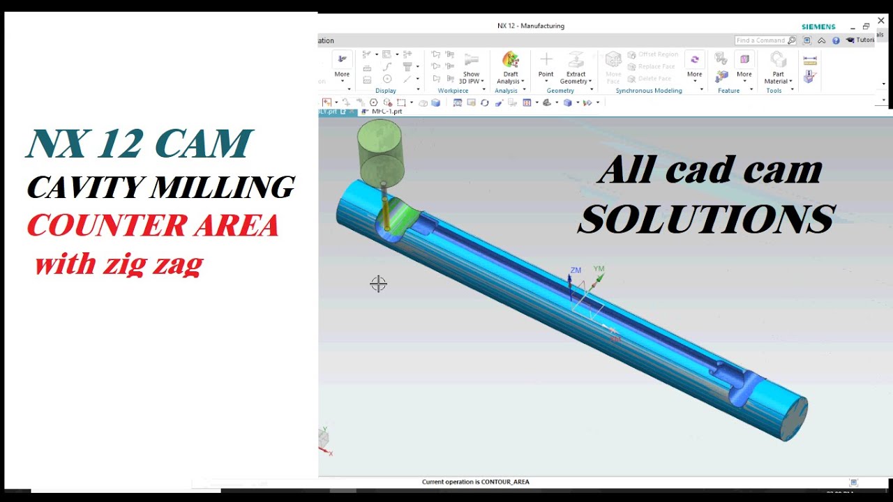 CAVITY MILLING COUNTER AREA ZIG ZAG - YouTube