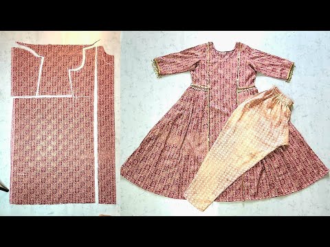 DIY:beautiful latest side pleated frock cutting and stitching easy step ...