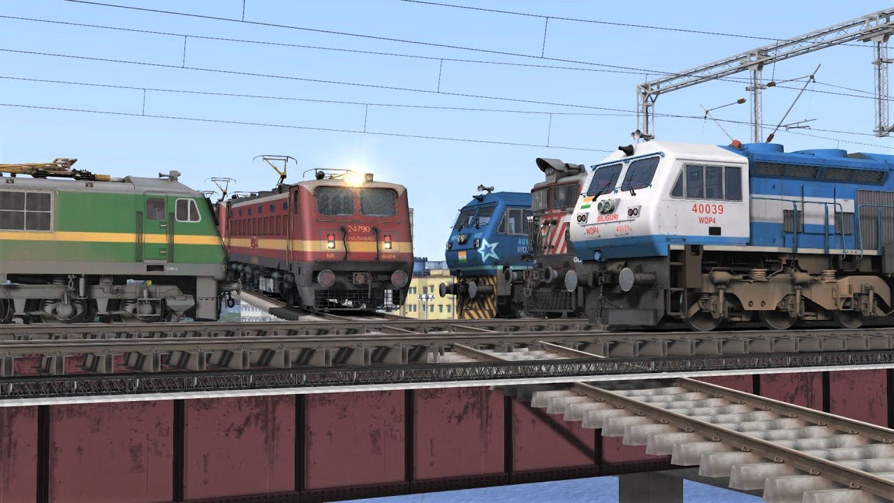 4 TRAINS CROSSING EACH OTHER AT SABARMATI DIAMOND TRACK - BUMPY ...