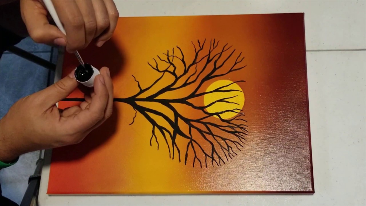 How to paint a HEART shaped TREE with acrylic paints - Learn How To ...