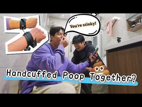 Handcuffed Whole Night Was So Funny! | He Has To Poop With Me💩 | Cute Gay Couple Liang&Yuan
