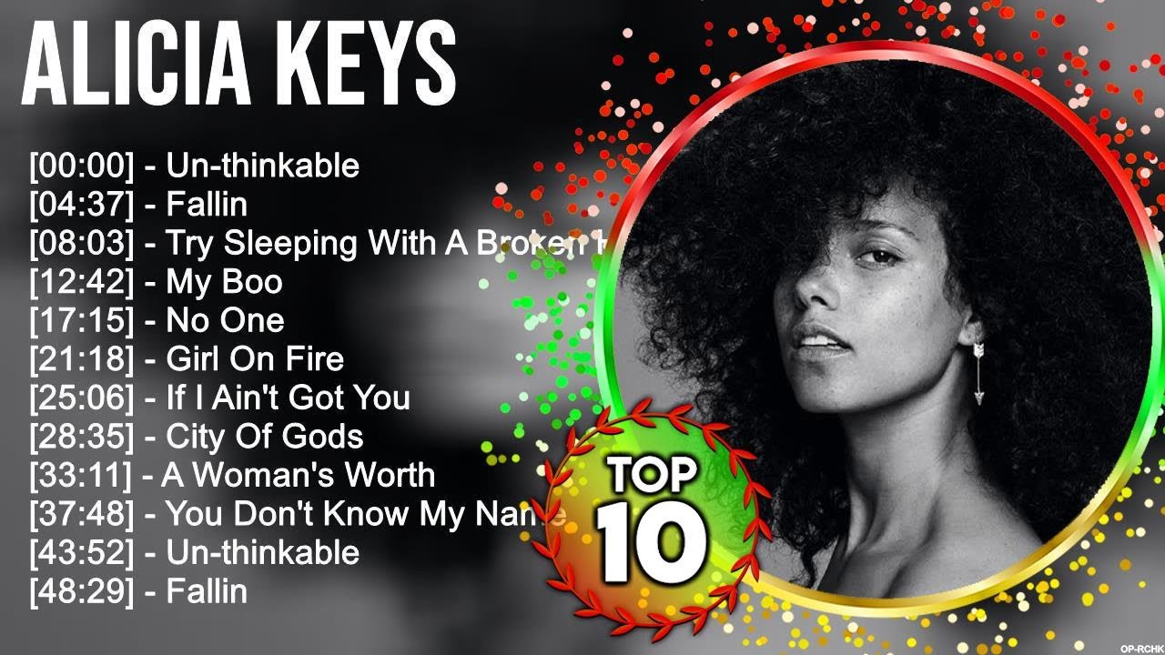 Alicia Keys Greatest Hits ~ Best Songs Music Hits Collection Top 10 Pop ...