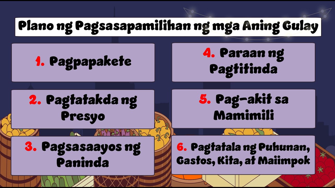 EPP 5 COT - Plano ng Pagsasapamilihan ng Aning Gulay (PPT and DLP ...