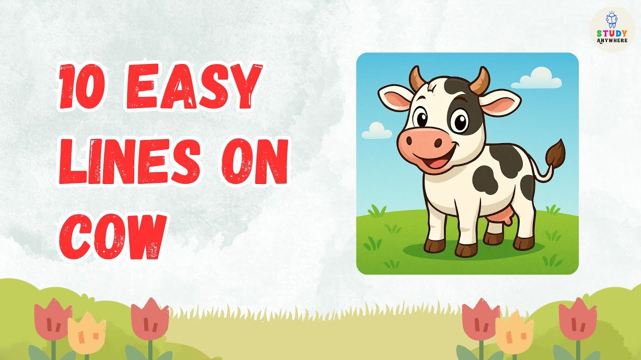 10 Easy Sentences on Cow for Kids | Learn About Cow with Fun Animation ...