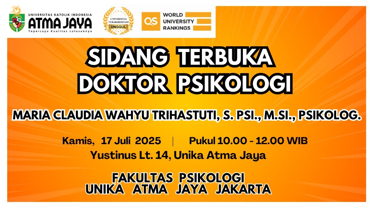Sidang Terbuka Doktor Psikologi - Maria Claudia Wahyu Trihastuti, S.Psi ...