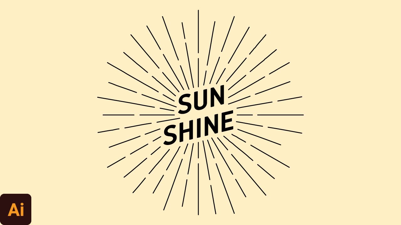 Sunshine Line art Style Design in Adobe Illustrator | Sunburst Effect ...