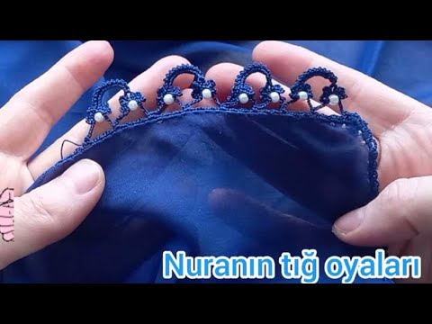 Bir Sırada Biten İncili Oya Modeli 🧿 Sıralı Tığ Oyası Örnekleri ⬆️ #tığoyasıörnekleri #Crochet