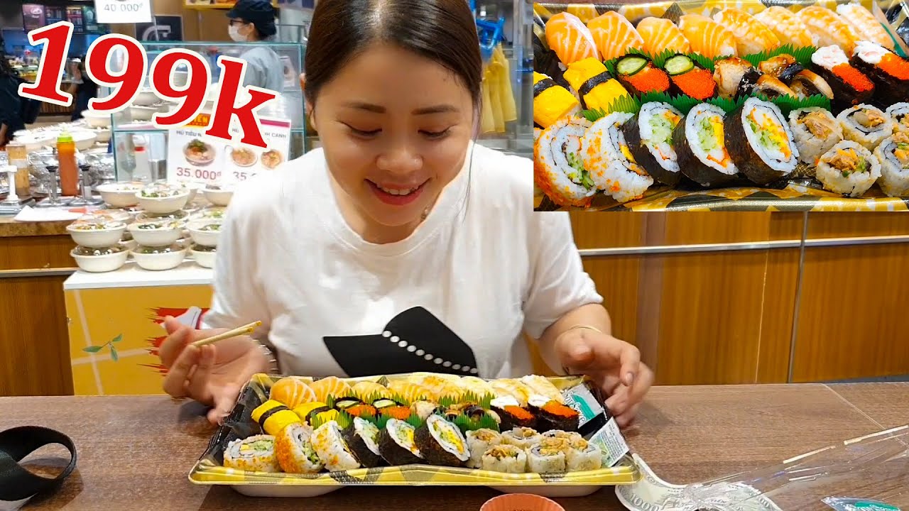 ĂN TỐI VỚI HỘP SUSHI 199K TRONG SIÊU THỊ AEON MALL TÂN PHÚ - YouTube