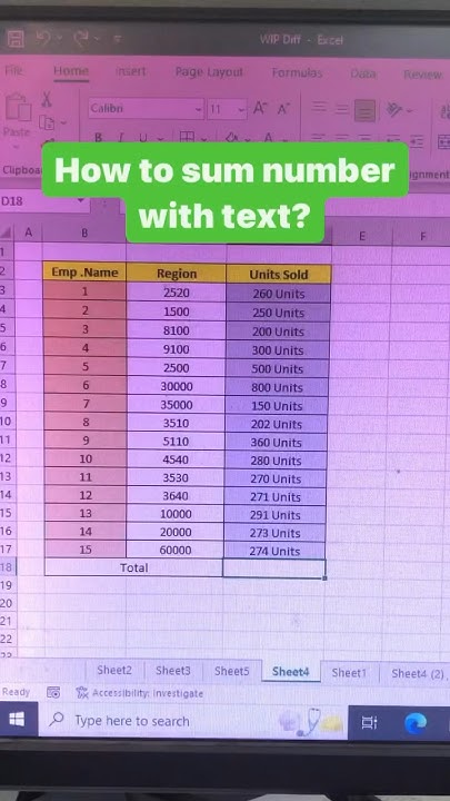 How to sum number with text in excel for beginners. #excel #trendingshorts #shorts #exceltips ...