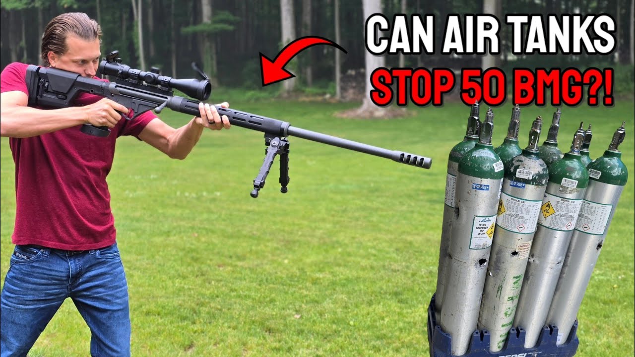 Can Air Tanks Stop a 50 Cal Sniper Rifle?! - YouTube