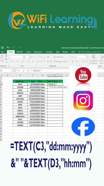 Combine Date & Time in Excel Using TEXT Function | Excel Tips #Shorts - YouTube