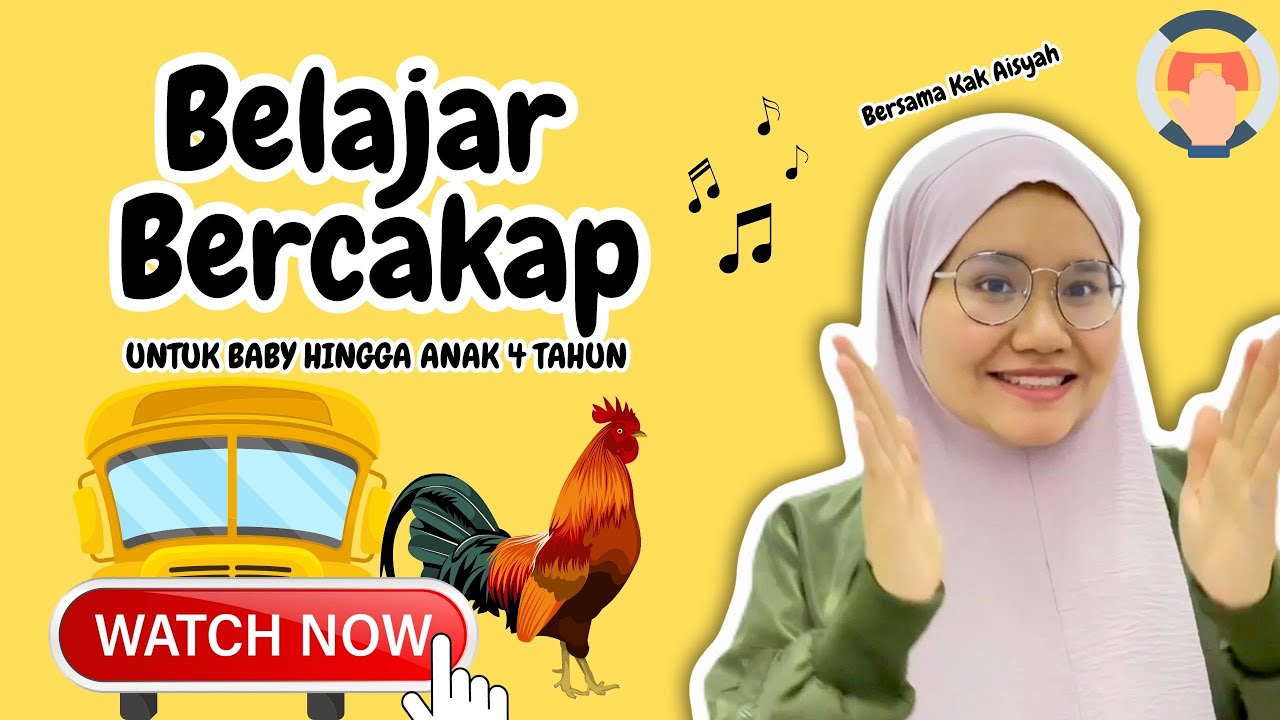 9 Perkataan | Belajar bercakap dengan Kak Aisyah | Tayar Bas Berpusing-pusing | Wheel on the bus ...