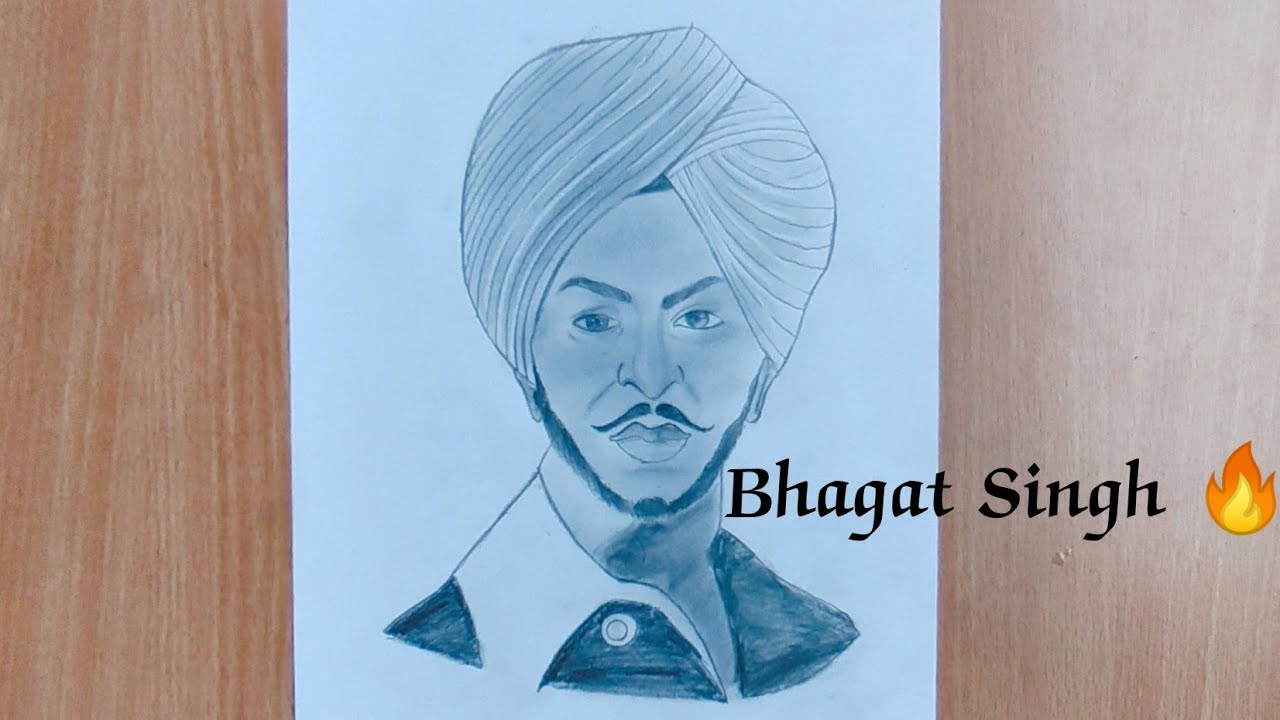 How to make Bhagat Singh 🔥// sketch of Bhagat Singh// full tutorial ...