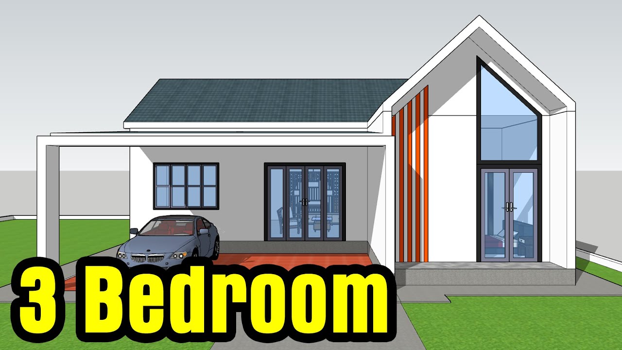 A18_DESIGN OF L SHAPED HOUSE MODEL 3 BEDROOM WITH CONED ROOF - YouTube