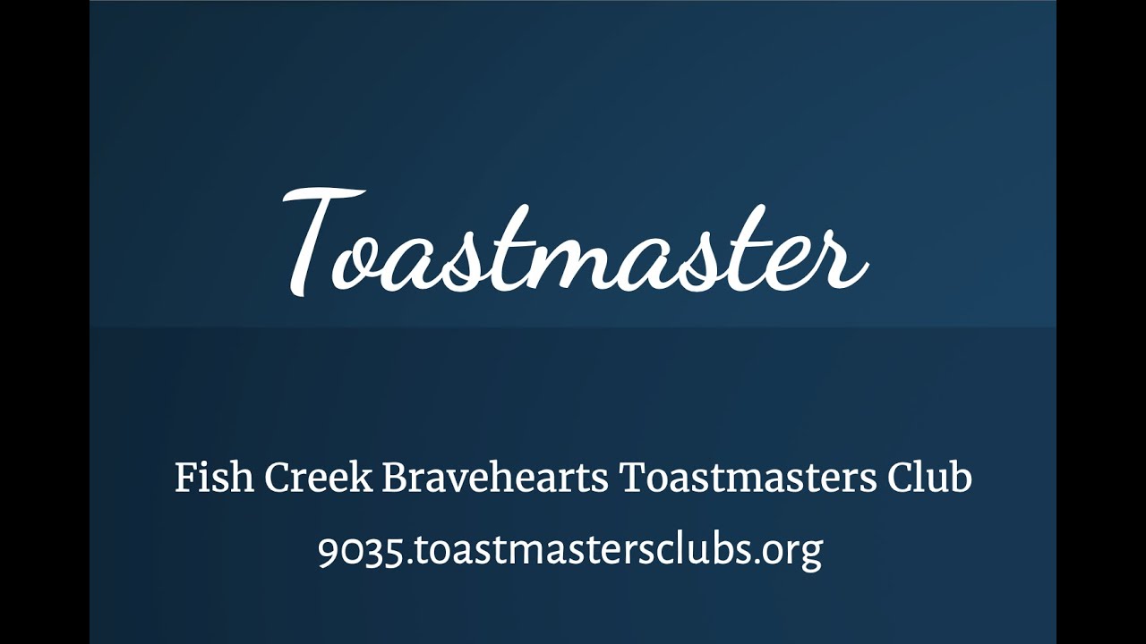 Toastmaster Role in a Toastmasters Meeting - YouTube