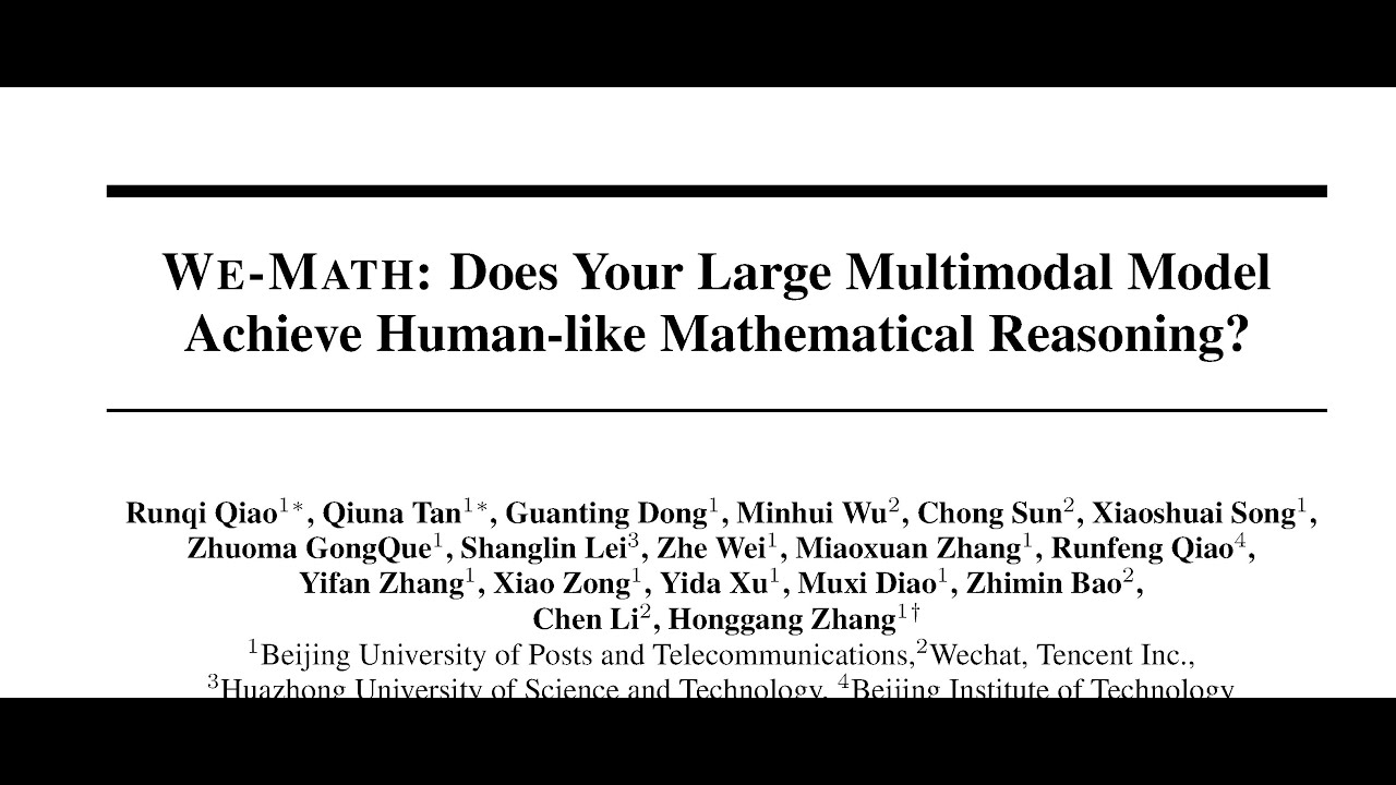 WE-MATH: Does Your Large Multimodal Model Achieve Human-like ...