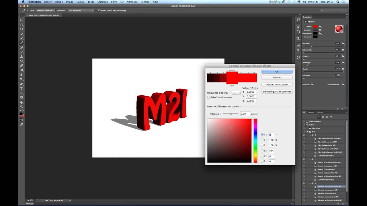 PHOTOSHOP 3D : SCINDER L'EXTRUSION - YouTube